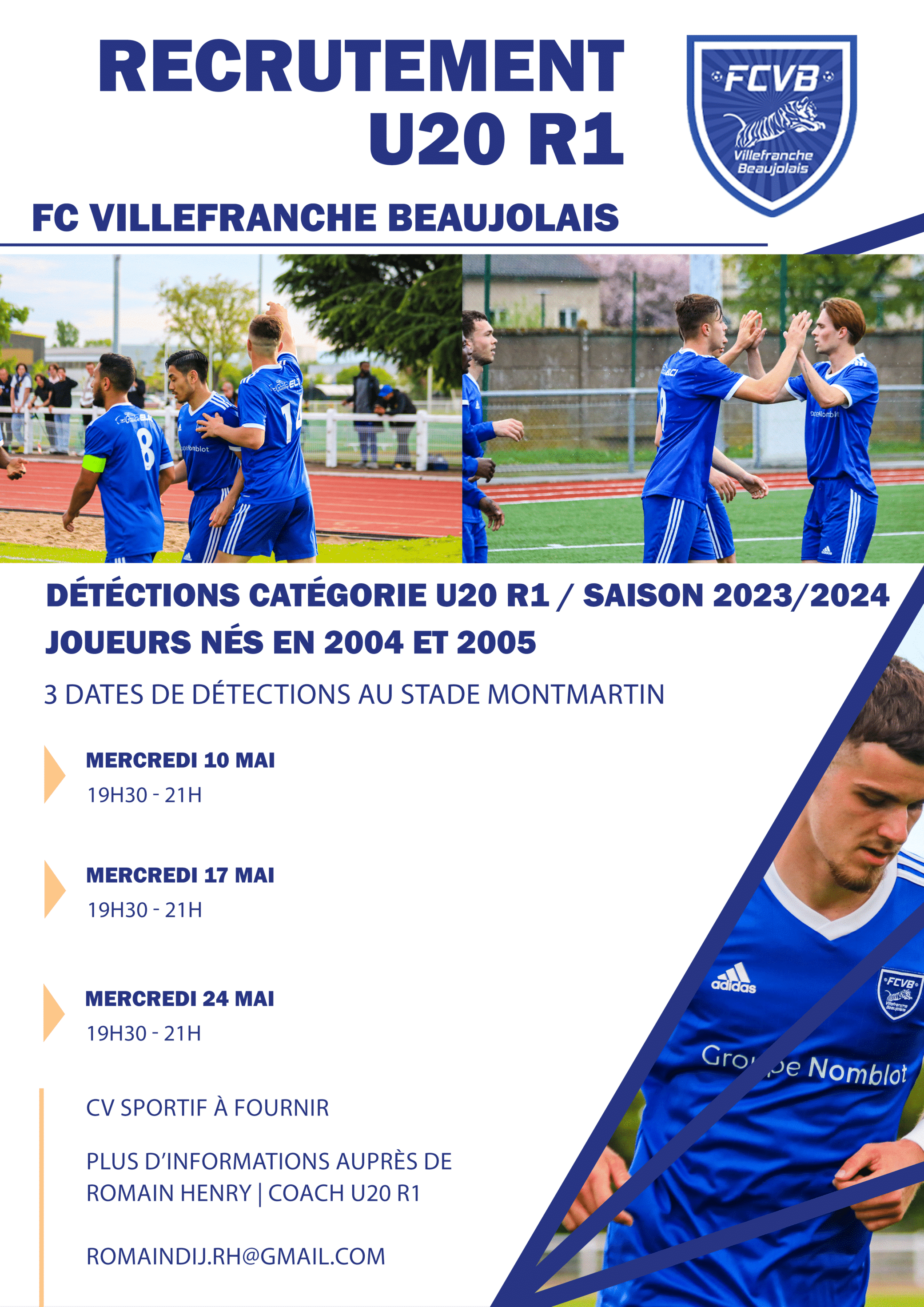 Recrutement U20 saison 2023/2024 - FCVB